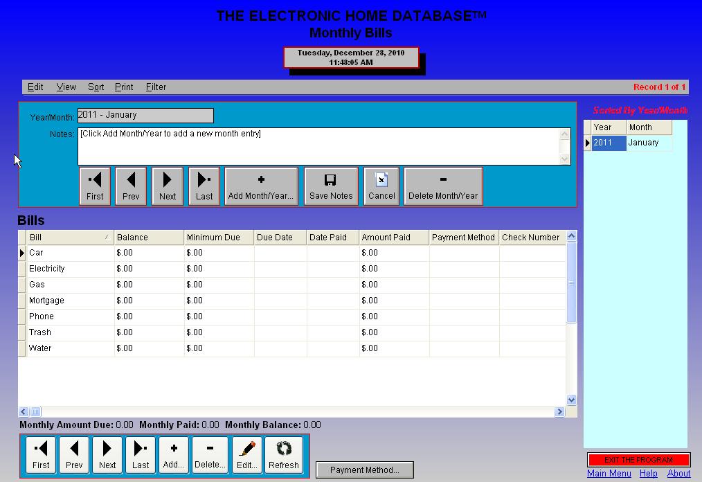 The Electronic Home Database - Information Tracking Made Easy!!!