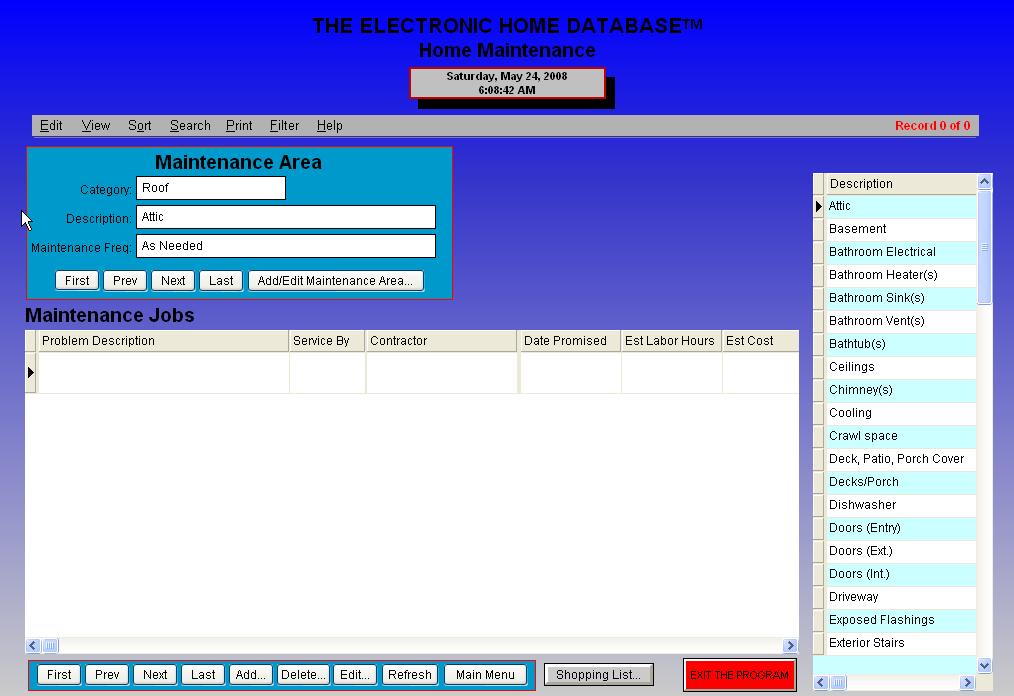 The Electronic Home Database - Information Tracking Made Easy!!!