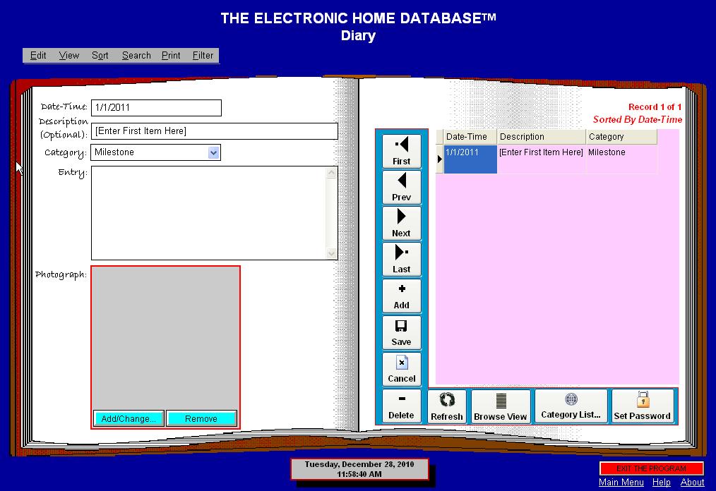 The Electronic Home Database - Information Tracking Made Easy!!!